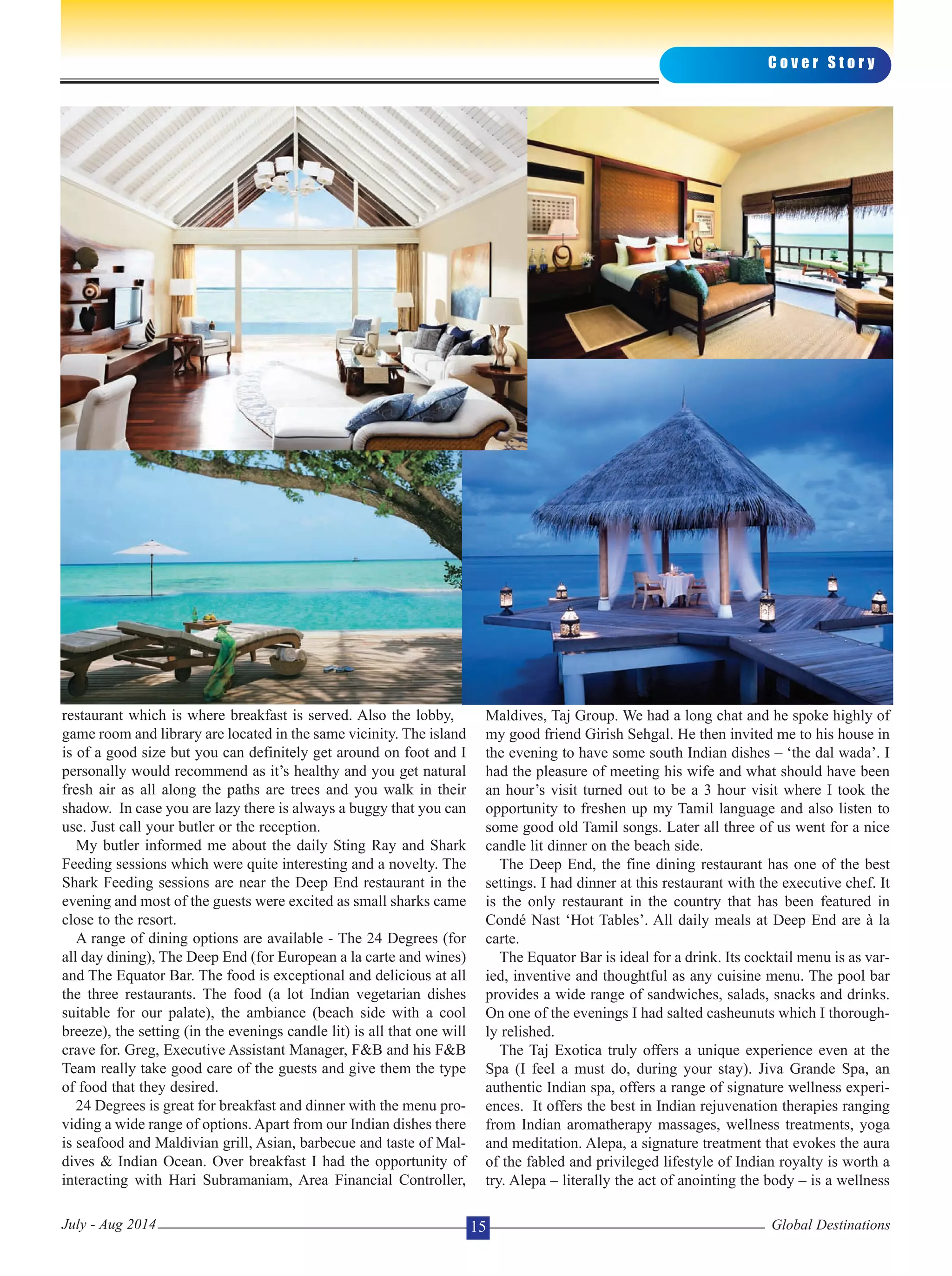 Global Destinations July-Aug 2014 - Taj Exotica, Maldives | PDF
