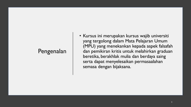 Tajuk Pengenalan Kursus CTU552 Falsafah dan Isu Semasa | PDF