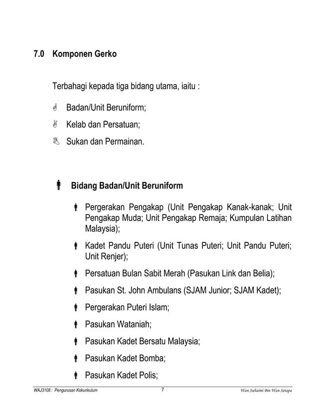 Tajuk 1 pengenalan kepada gerak kerja kokurikulum | PDF