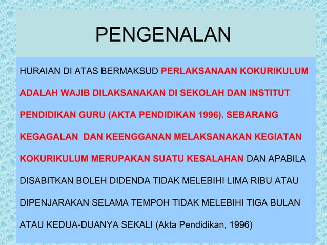 Tajuk 1 Pengenalan Pengurusan Kokurikulum | PPT