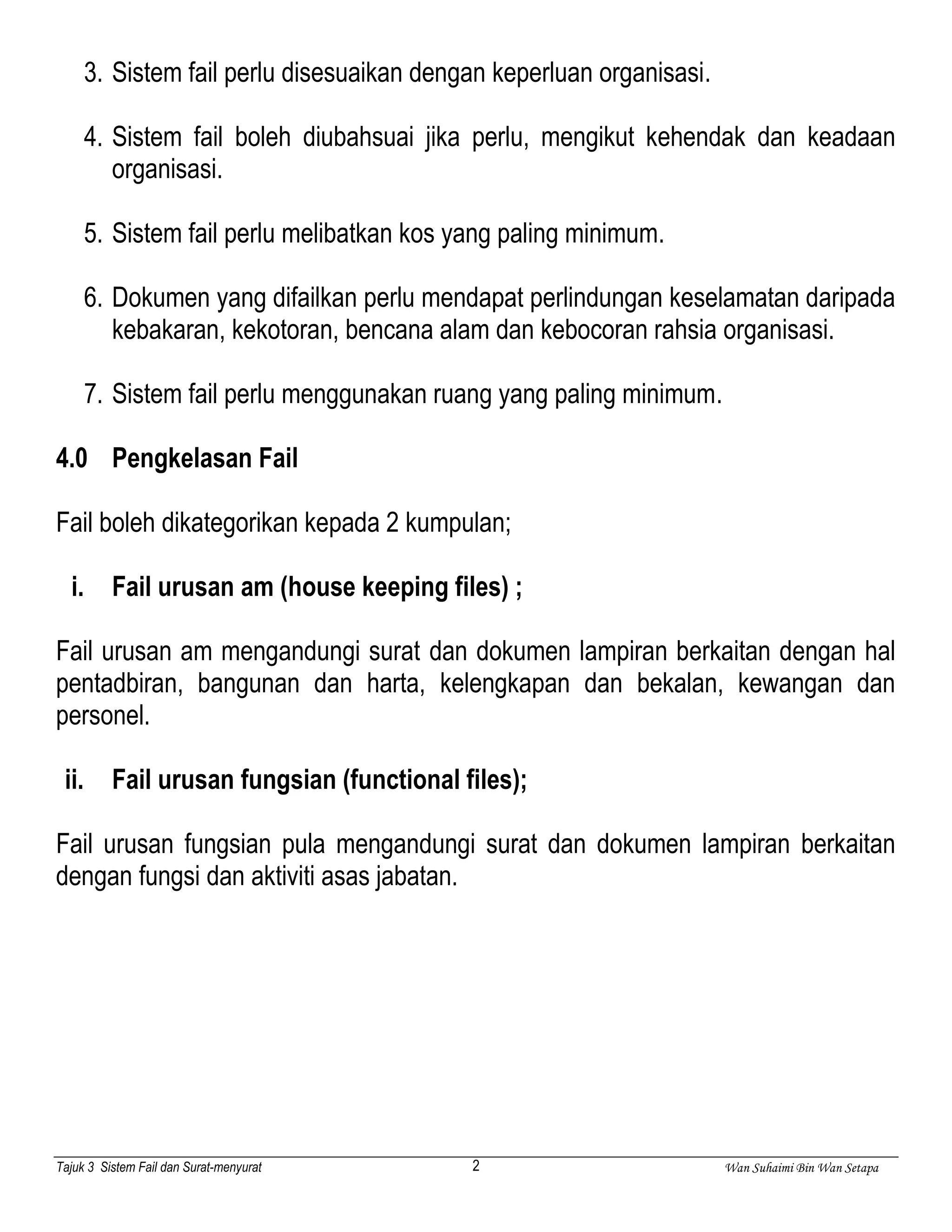 Tajuk 3 sistem fail dan surat menyurat 1 | PDF
