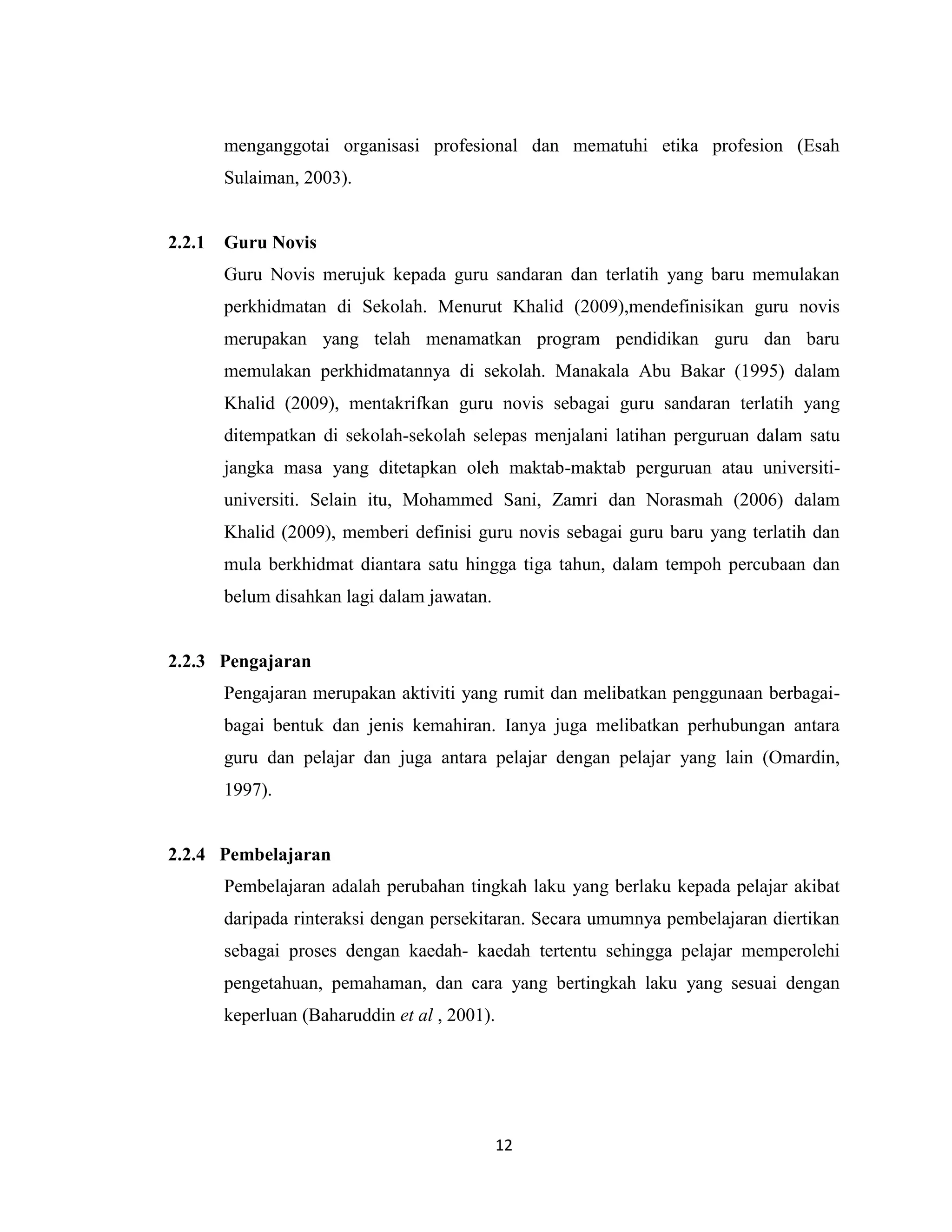 PROFESIONALISME GURU NOVIS DALAM PENGAJARAN DAN PEMBELAJARAN (P&P) | DOCX