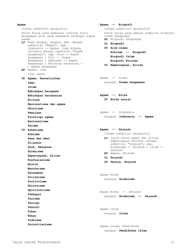 Daftar Tajuk Subjek PerpusNas kumulasi tahun 2002-2010 | PDF Daftar Tajuk Subjek PerpusNas kumulasi tahun 2002-2010 | PDF