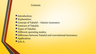 Takaful is based on taawun and tabarruq.Let us learned abou takaful | PPT