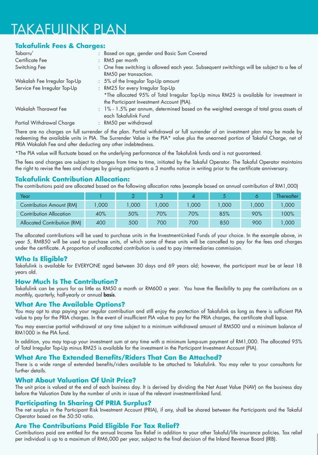 Takafulink plan 2 languages | PDF