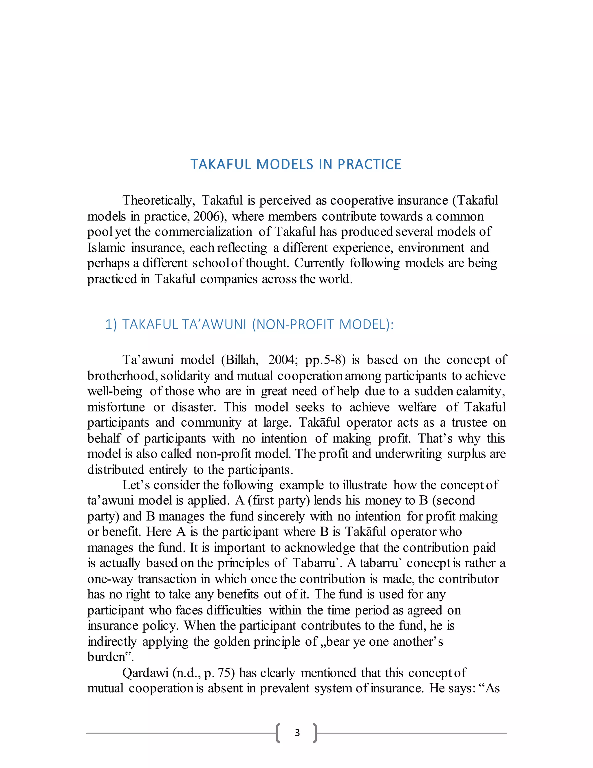 Takaful models and issues | DOCX