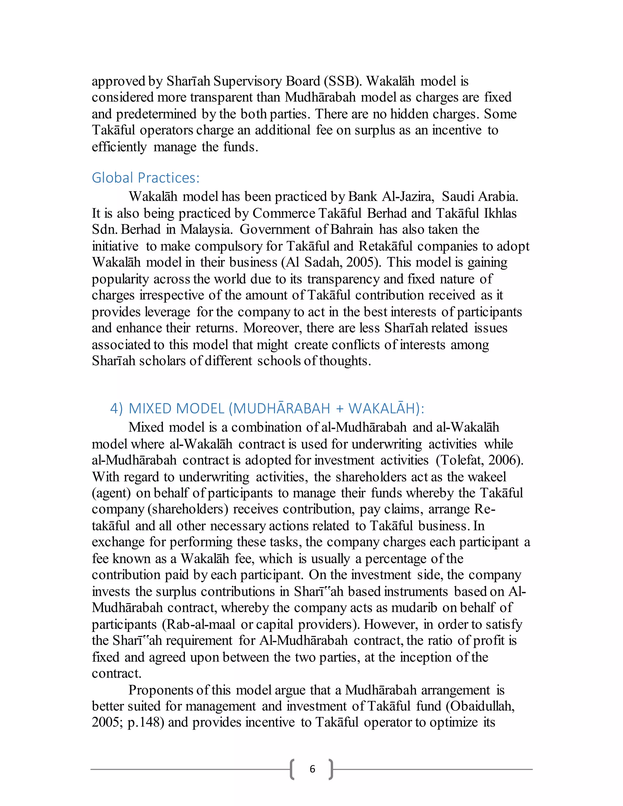 Takaful models and issues | DOCX