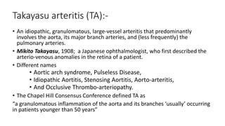 Takayasu arteritis. | PPTX