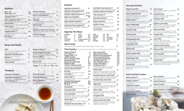 Take-Out Menu | SUSHI NARA | PDF