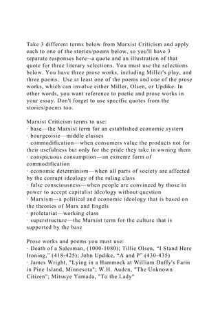 Take 3 different terms below from Marxist Criticism and apply each.docx