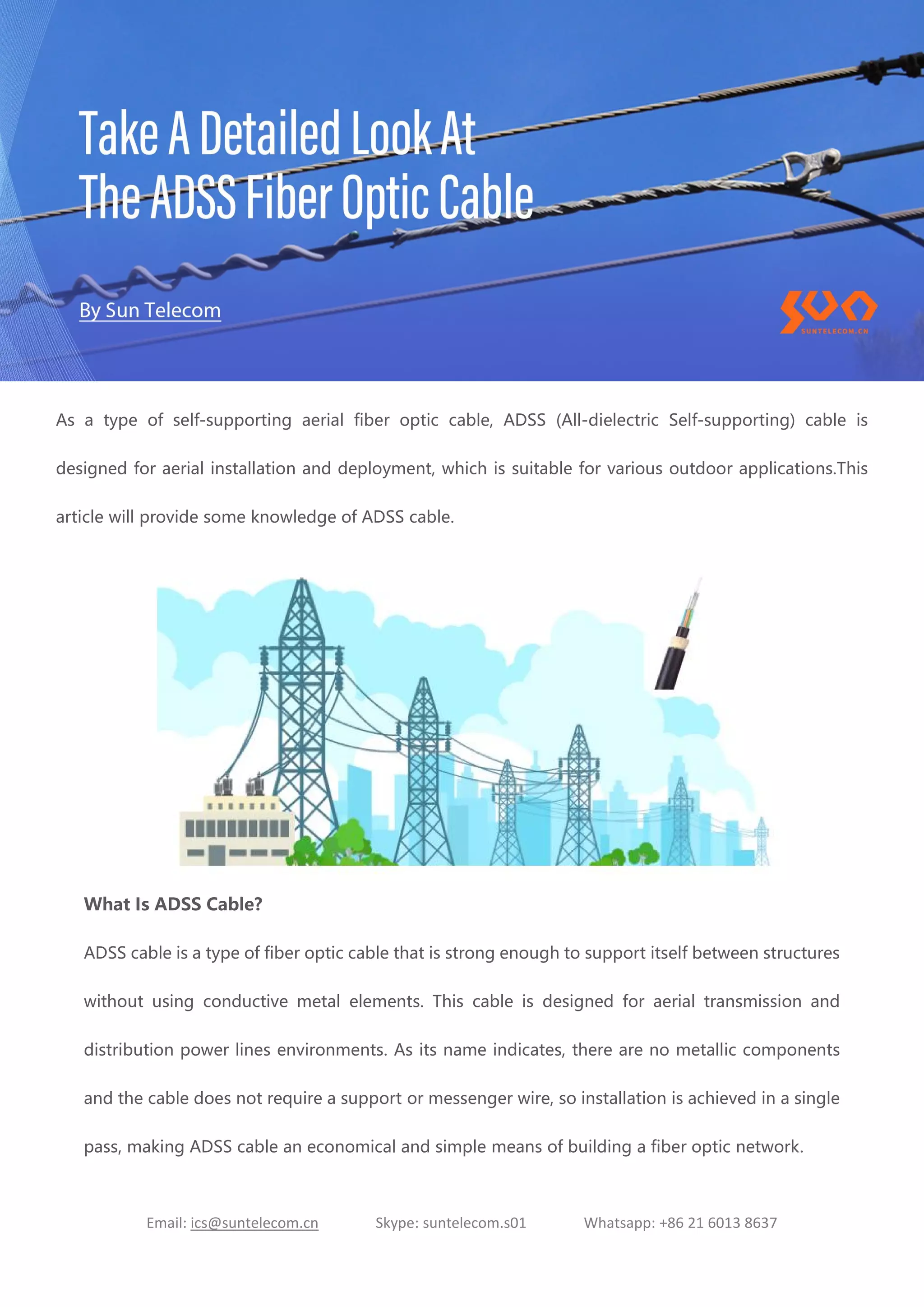 Take A Detailed Look At The ADSS Fiber Optic Cable | PDF