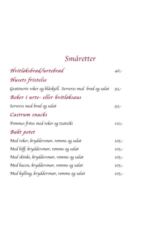 Takeaway Meny Castrum Spiseri | PDF