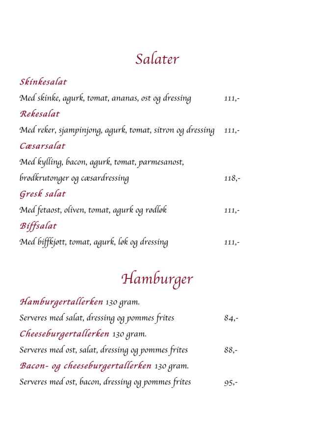 Takeaway Meny Castrum Spiseri | PDF