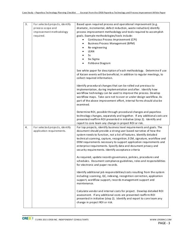 Take Away Paperless Technology Capture ECM Workflow ERM Planning Checklist