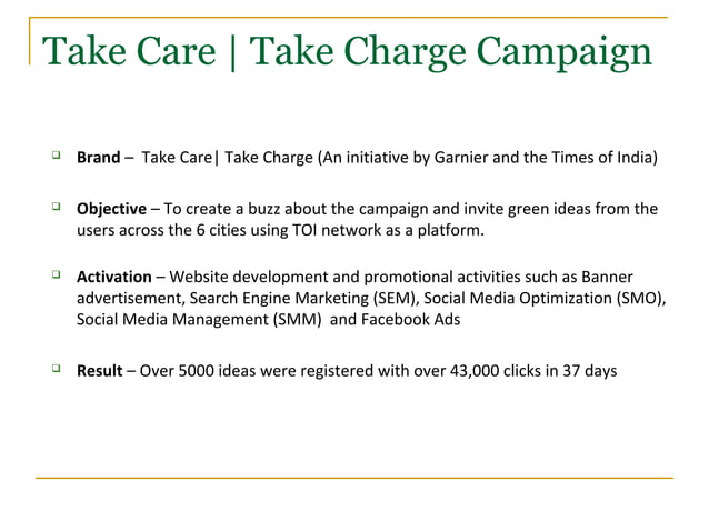 'Take Care Take Charge' Campaign -Case Study | PPT | Marketing and ...