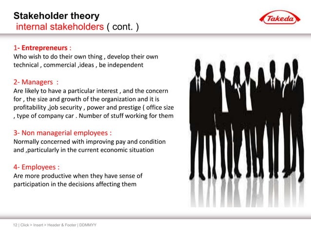 Stakeholder theory & external & internal analysis | PPTX