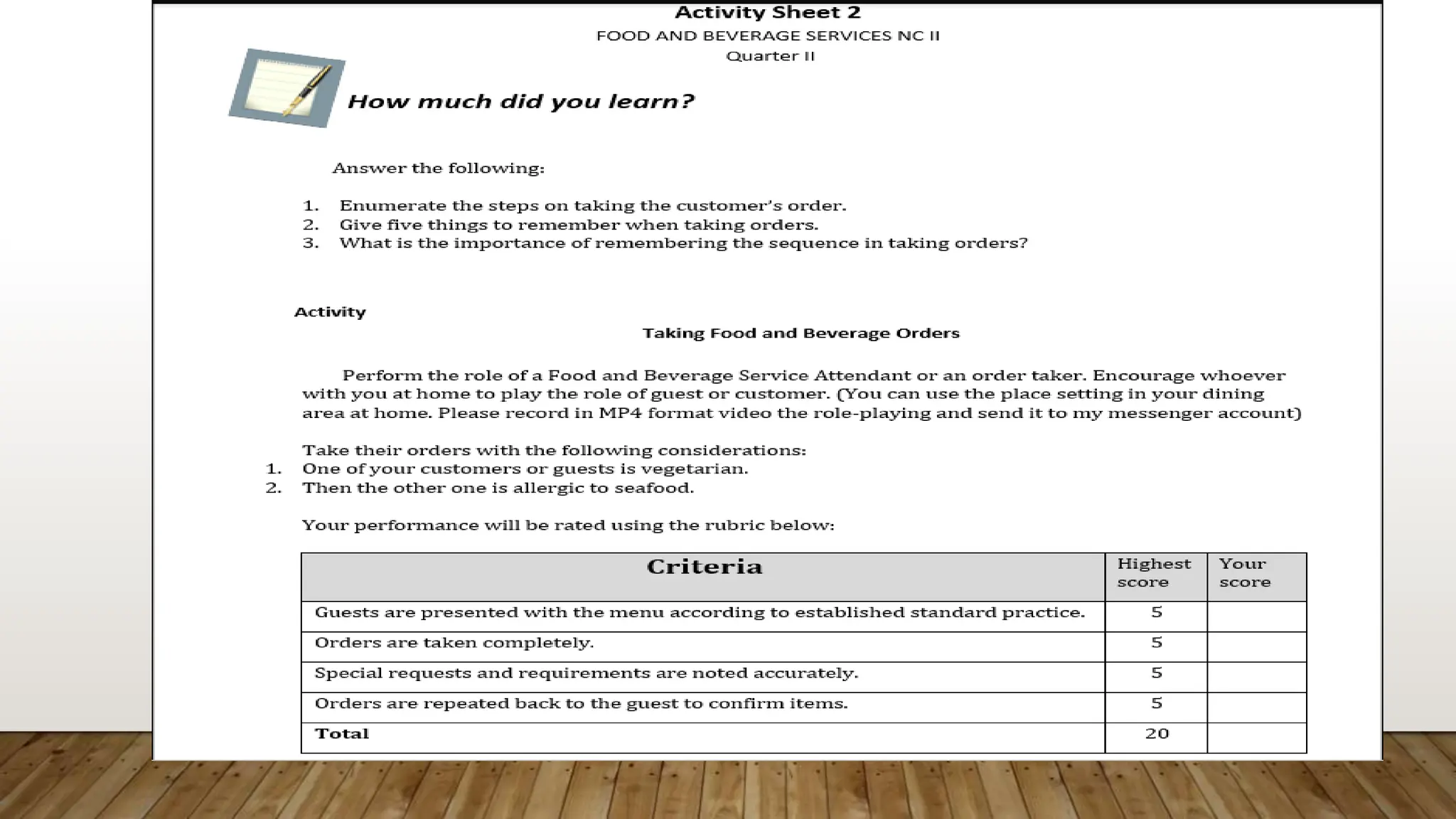 Take Food and Beverage Orders Module 4.pptx
