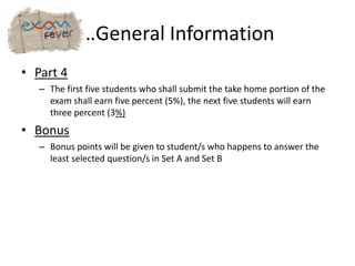 Take home exam | PPTX