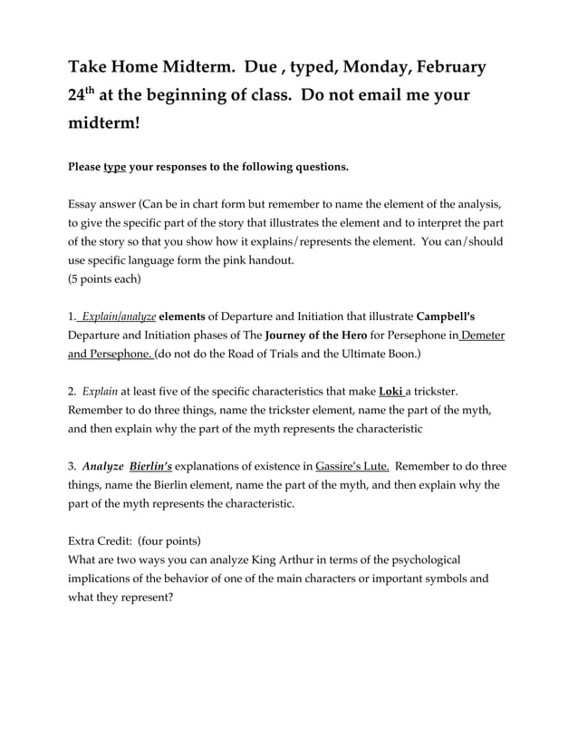 Take home midterm | PDF