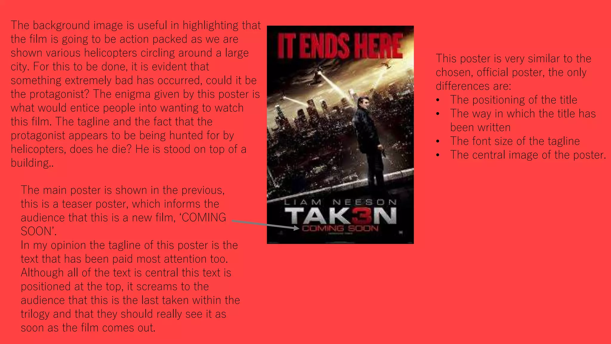 Taken 3 Poster Analysis | PPTX