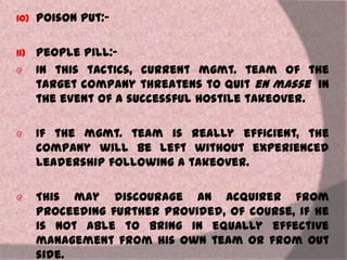 Takeover & defence tactics | PPTX