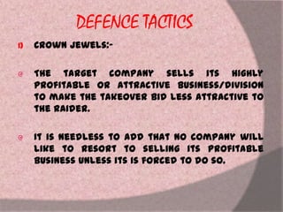 Takeover & defence tactics | PPTX