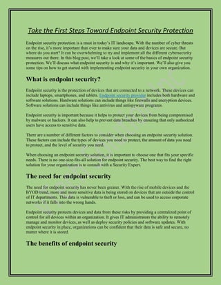 Take the First Steps Toward Endpoint Security Protection | DOCX