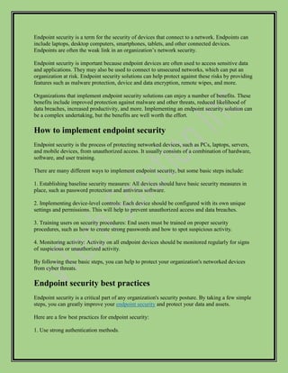 Take the First Steps Toward Endpoint Security Protection | DOCX | Information and Network ...