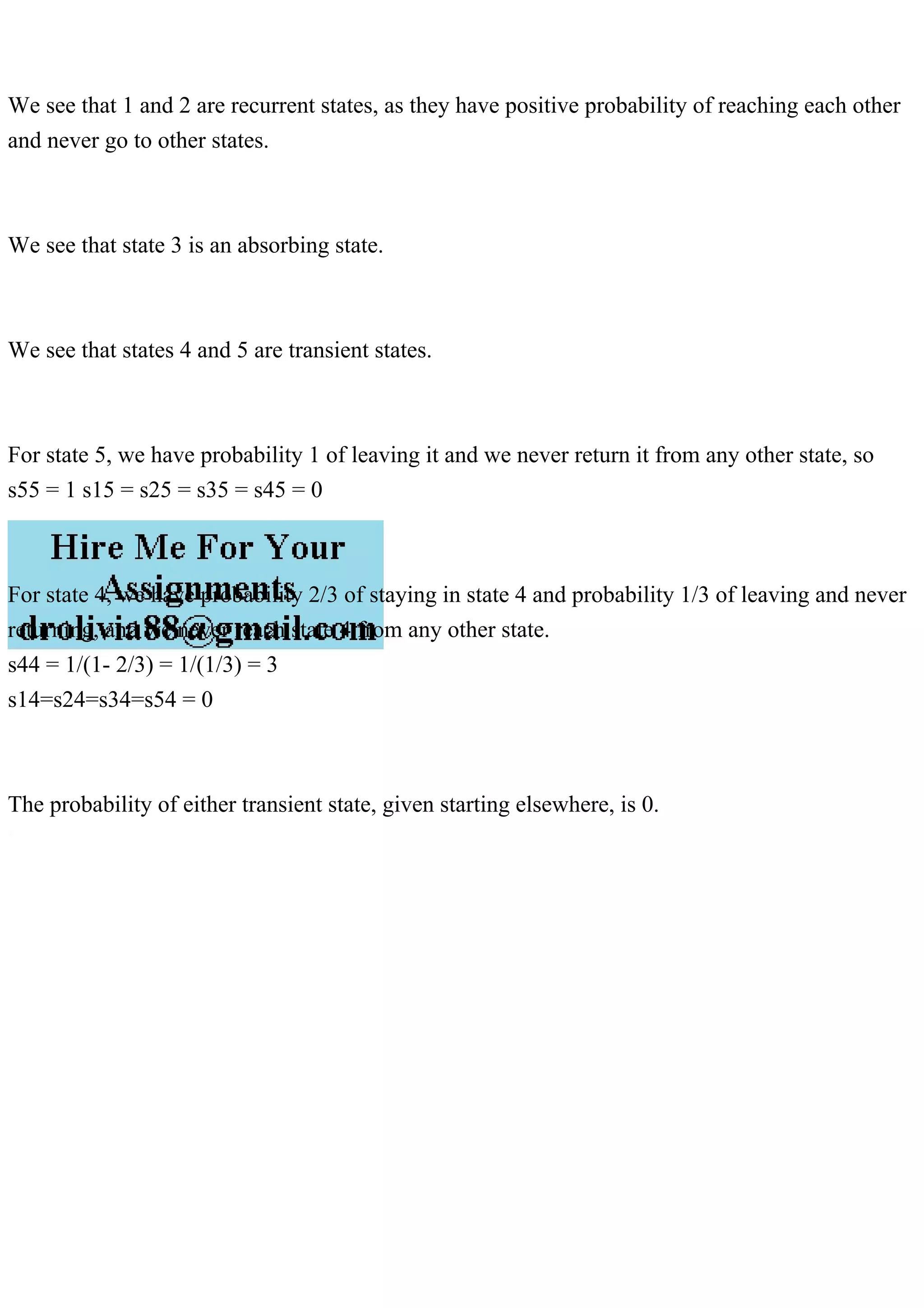 Take the transition matrices labeled P3 and P4 and determine the exp.pdf