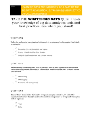 Take the what is big data quiz | PDF