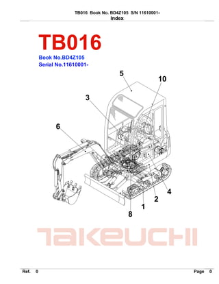 Takeuchi tb016 compact excavator parts catalogue manual sn11610001 and ...