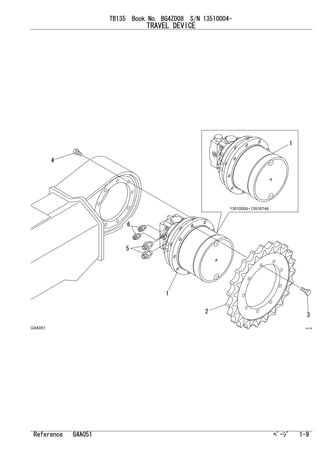 Takeuchi tb135 compact excavator parts catalogue manual (serial no ...