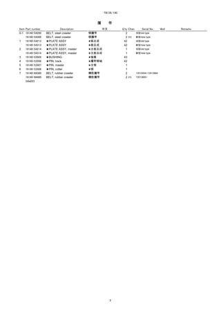 Takeuchi tb140 compact excavator parts catalogue manual (serial no ...