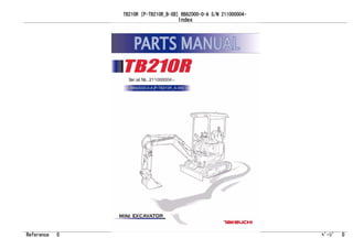 Takeuchi tb210 r mini excavator parts catalogue manual (serial no ...