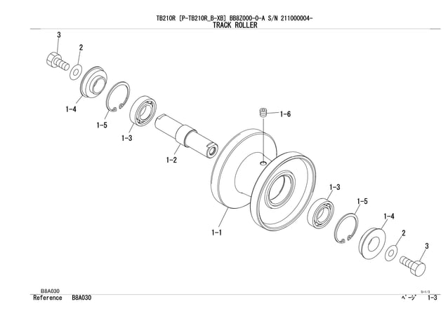 Takeuchi tb210 r mini excavator parts catalogue manual (serial no ...
