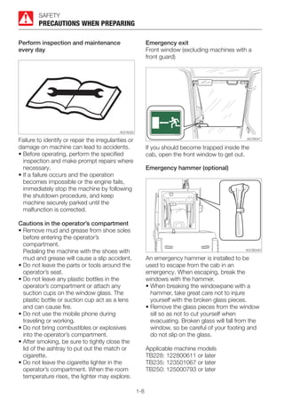 Takeuchi tb250 mini excavator operator manual serial no. 125000004 and ...