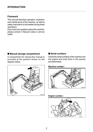 Takeuchi tb25 fr compact excavator operator manual | PDF
