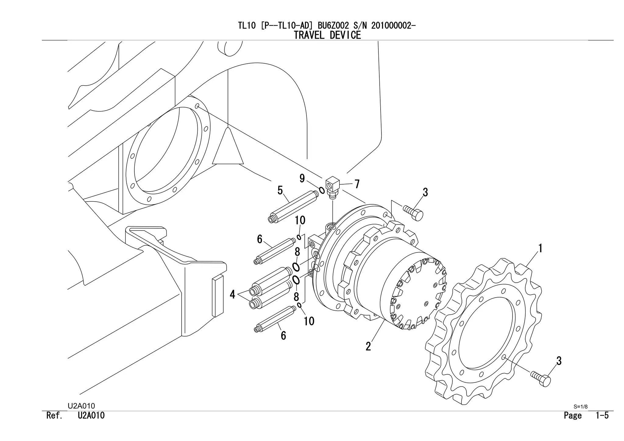 Takeuchi tl10 track loader parts catalogue manual (serial no. 201000002 ...