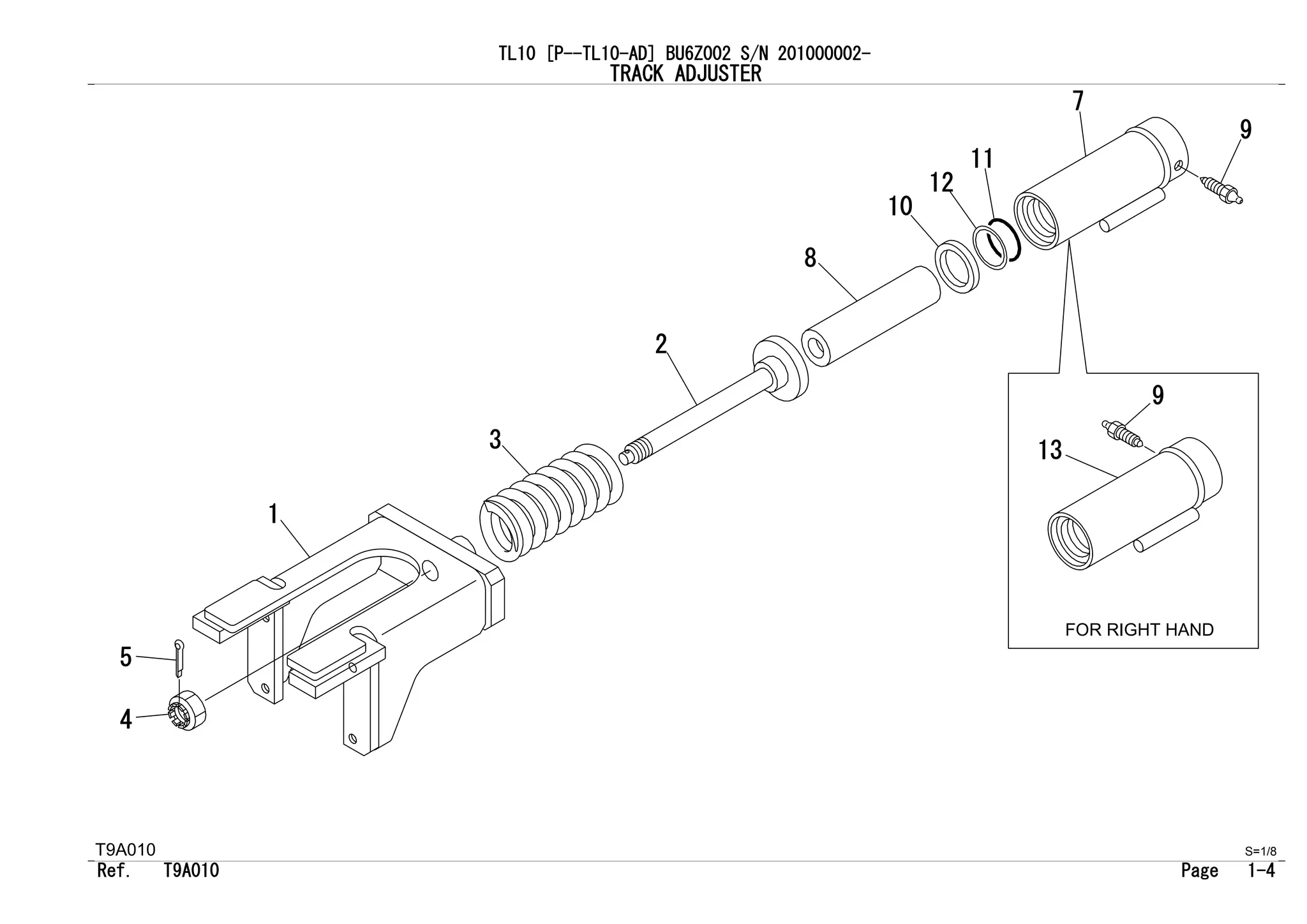 Takeuchi tl10 track loader parts catalogue manual (serial no. 201000002 ...
