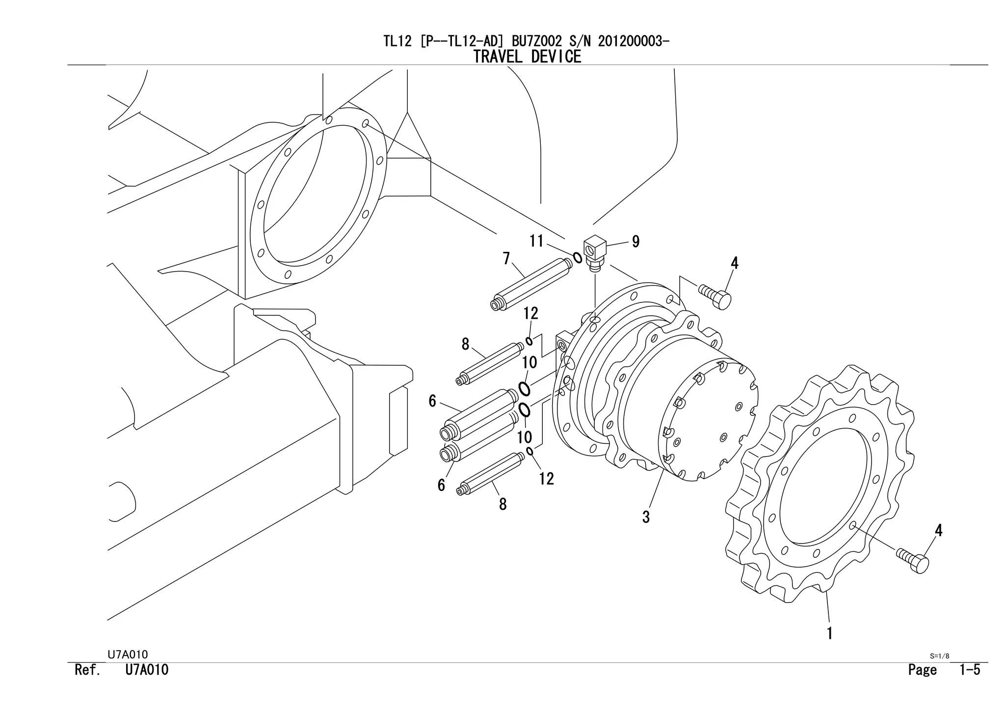 Takeuchi tl12 track loader parts catalogue manual (serial no. 201200003 ...