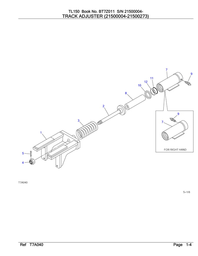 Takeuchi tl150 crawler loader parts catalogue manual (serial no ...
