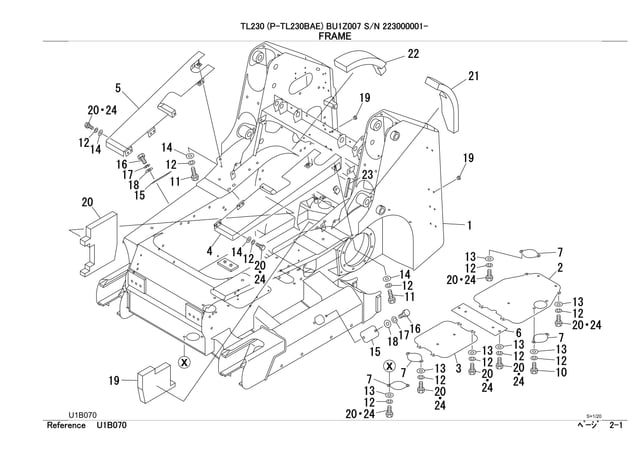 Takeuchi tl230 track loader parts catalogue manual (serial no ...