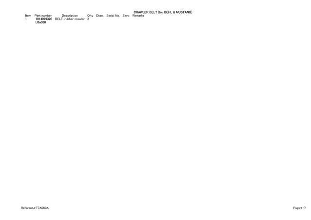 Takeuchi tl250 track loader parts catalogue manual (serial no ...
