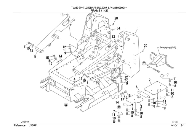 Takeuchi tl250 track loader parts catalogue manual (serial no ...