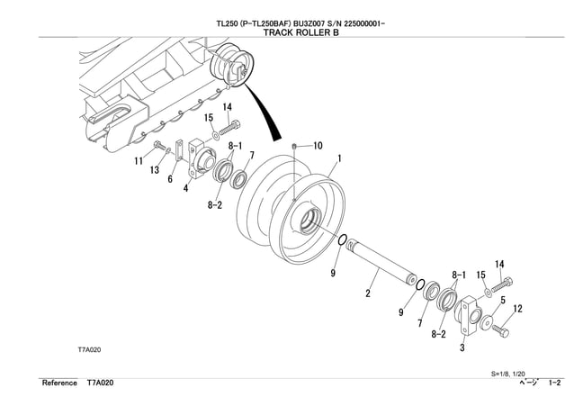 Takeuchi tl250 track loader parts catalogue manual (serial no ...