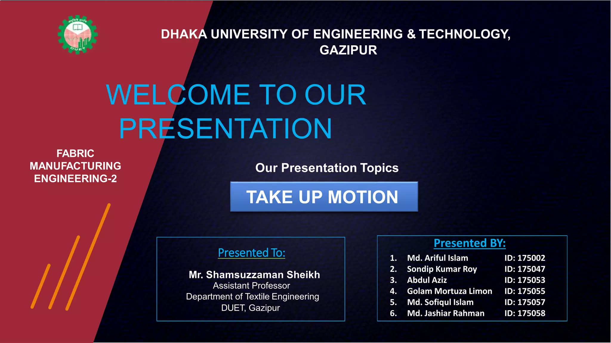 Take up mechanism | PPTX