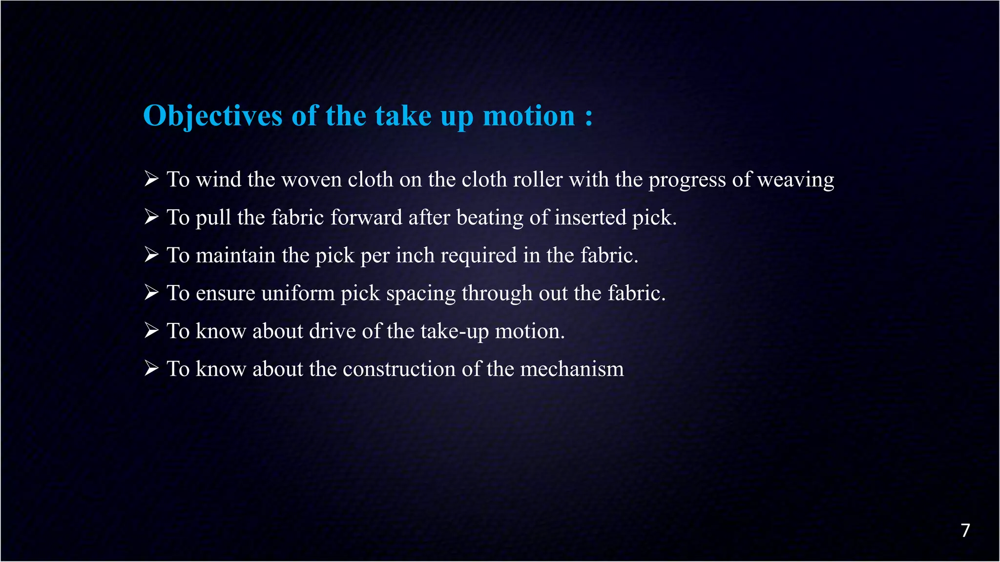 Take up mechanism | PPTX
