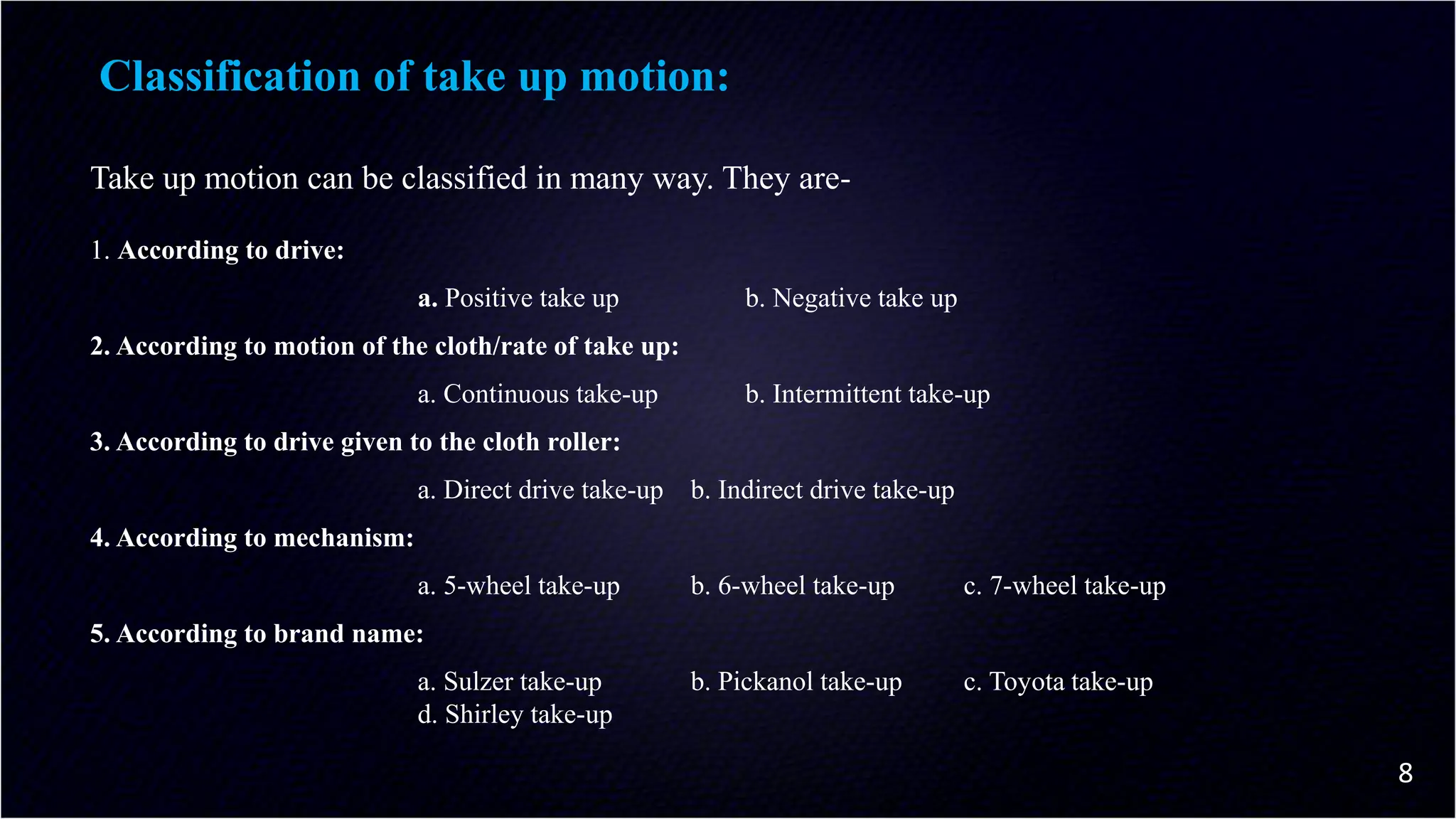 Take up mechanism | PPTX