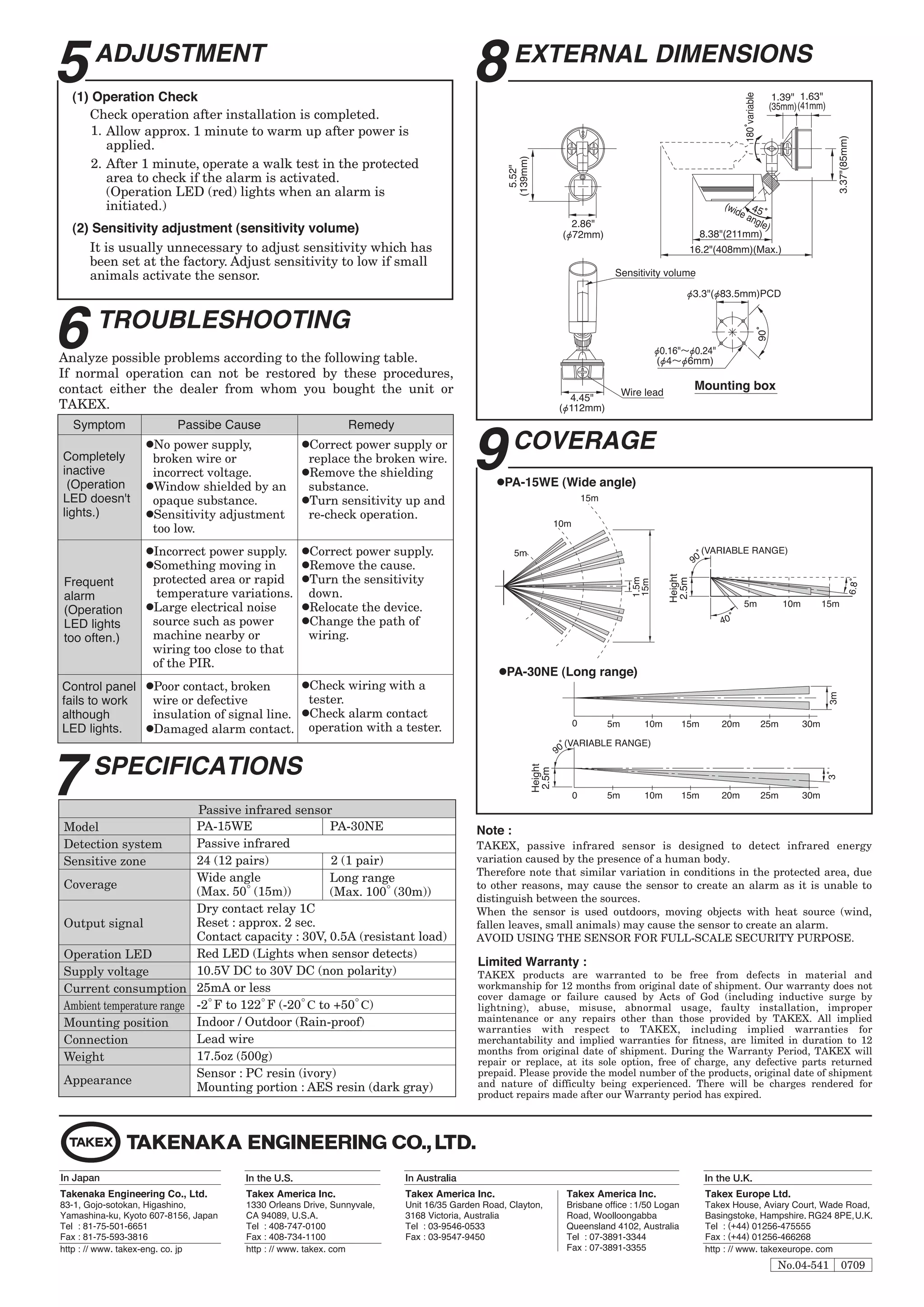 Takex PA15WE Instruction Manual | PDF