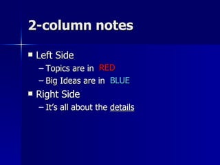 Taking 2 column notes | PPT